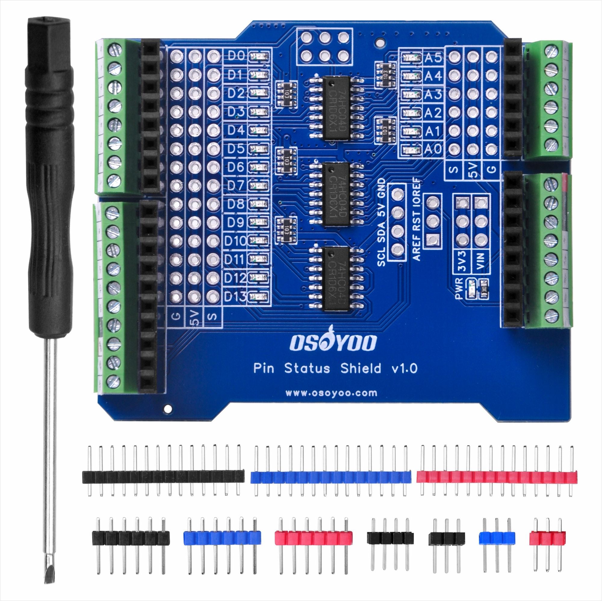 Universal Debug Shield for arduino UNO Board with LED Pin Status Indic