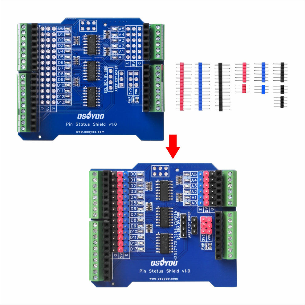 Universal Debug Shield for arduino UNO Board with LED Pin Status Indic