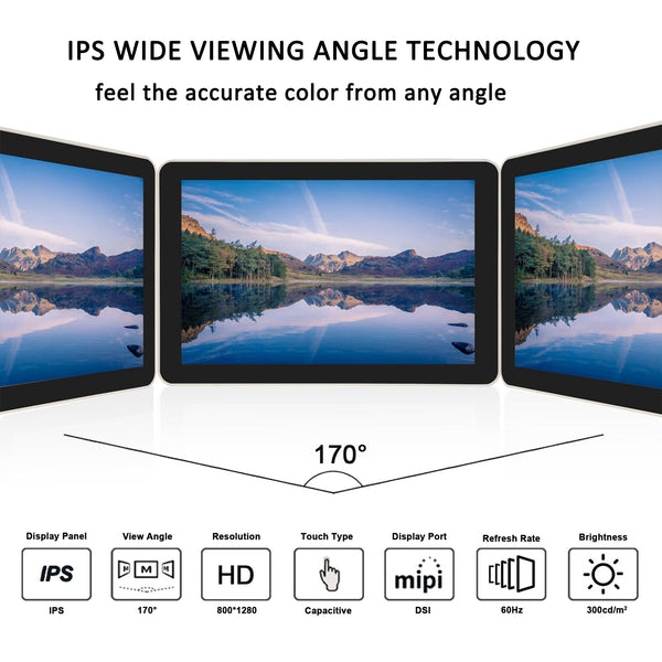 10.1″ MIPI DSI Touch Screen for Raspberry Pi 5/4/3/2, IPS 800×1280