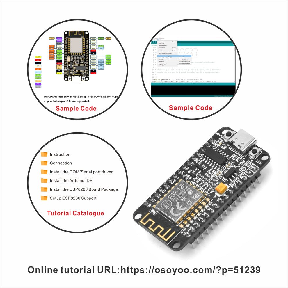 OSOYOO NodeMCU Module USB-C WiFi Development Board