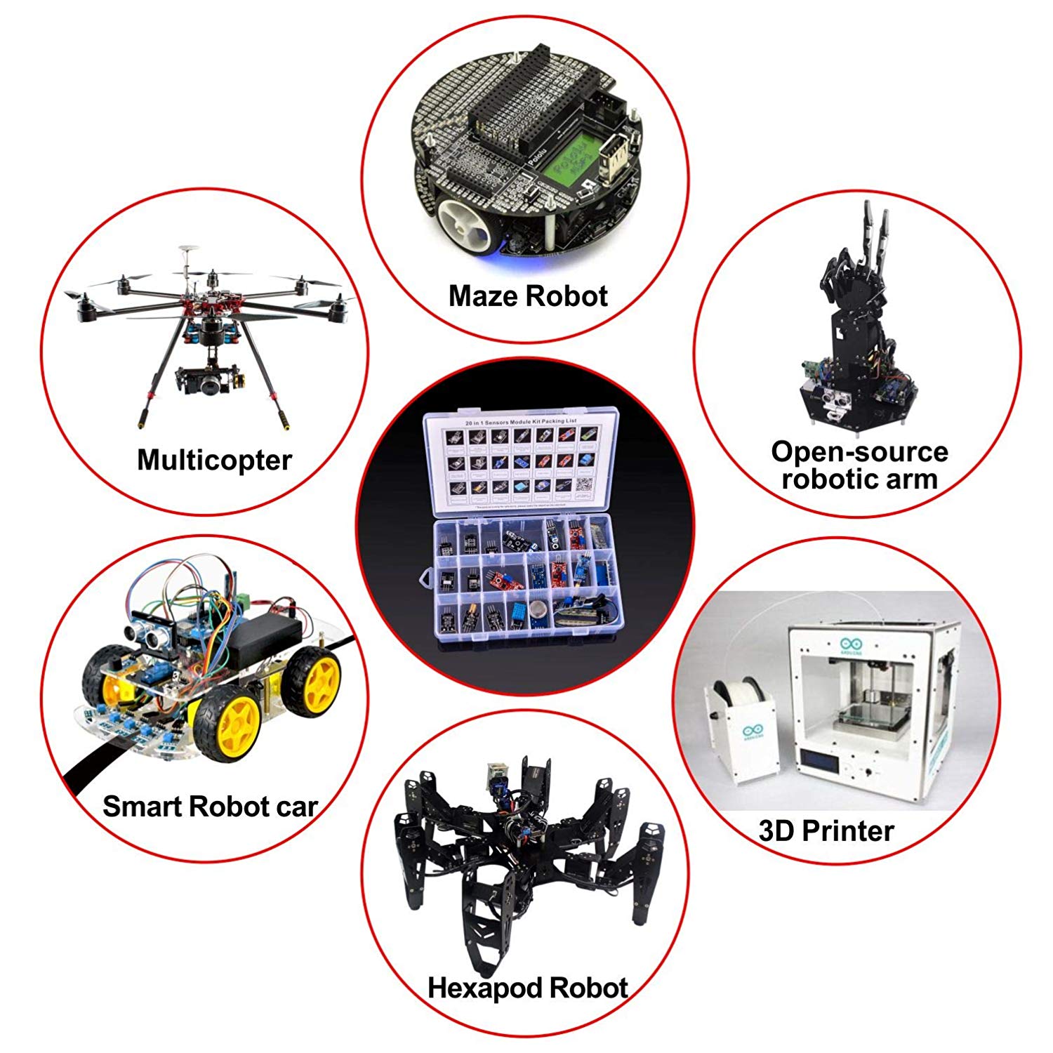 OSOYOO 20-in-1 Ultimate Sensor Kit for Arduino Raspberry Pi