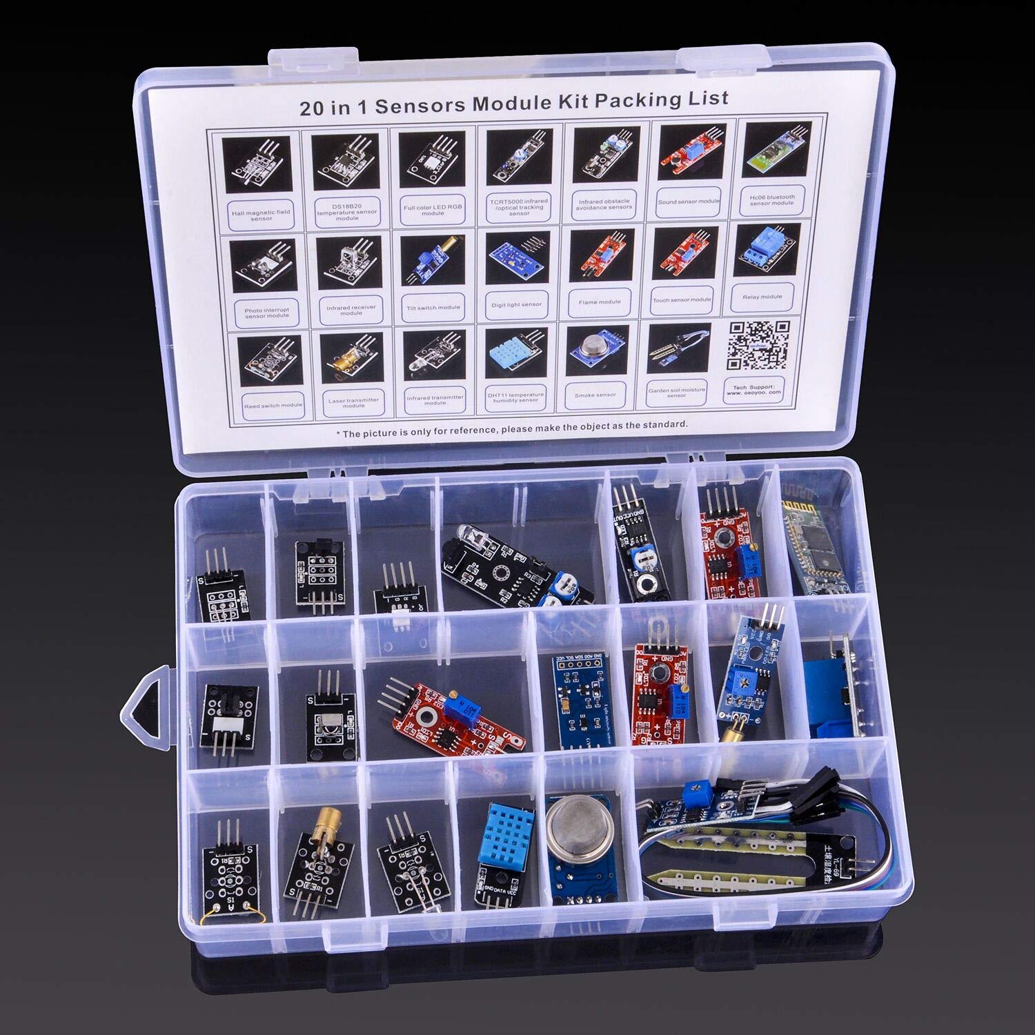 OSOYOO 20-in-1 Ultimate Sensor Kit for Arduino Raspberry Pi