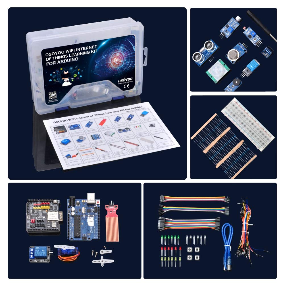 OSOYOO WiFi Arduino用 UNO R3 互換基板 IoT スターター キット 物体に通信機能を持たせ 自動認識 制御 遠隔計 ...